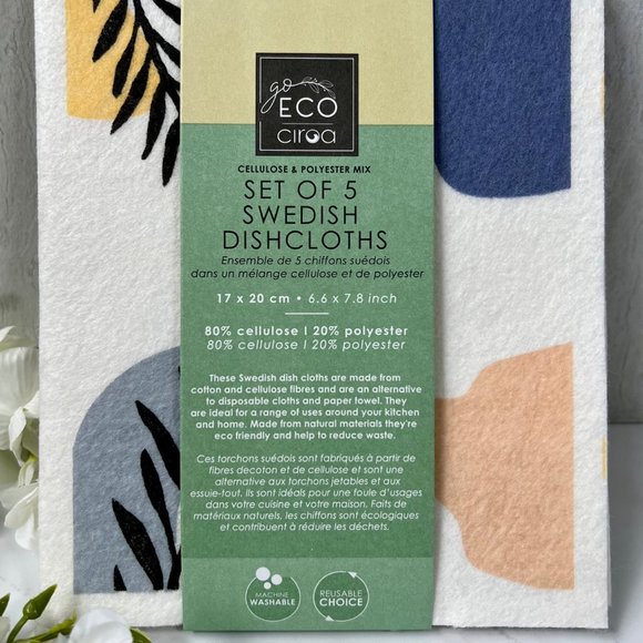 Ciroa | Kitchen | Set Of 5 Leaf Pattern Ciroa Go Eco Swedish Dishcloths ...